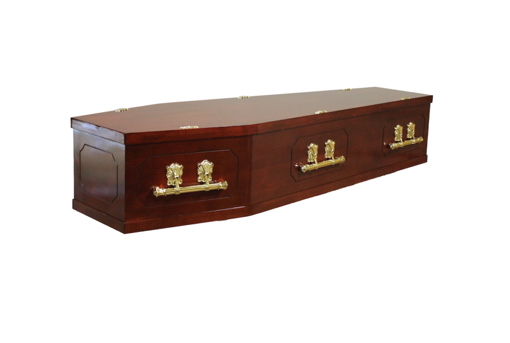 Mahogany Veneered Coffin - Diamond Coffins